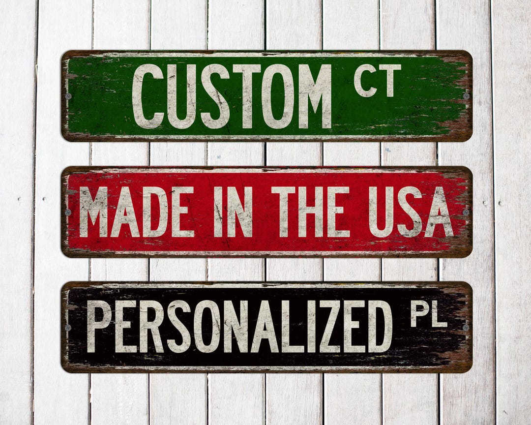 Custom Metal Street Sign: Distressed Look, Personalized Arrow (4x18) - Etsy