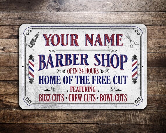 Barber Shop Sign With Vintage Design Personalized Metal Sign | Etsy