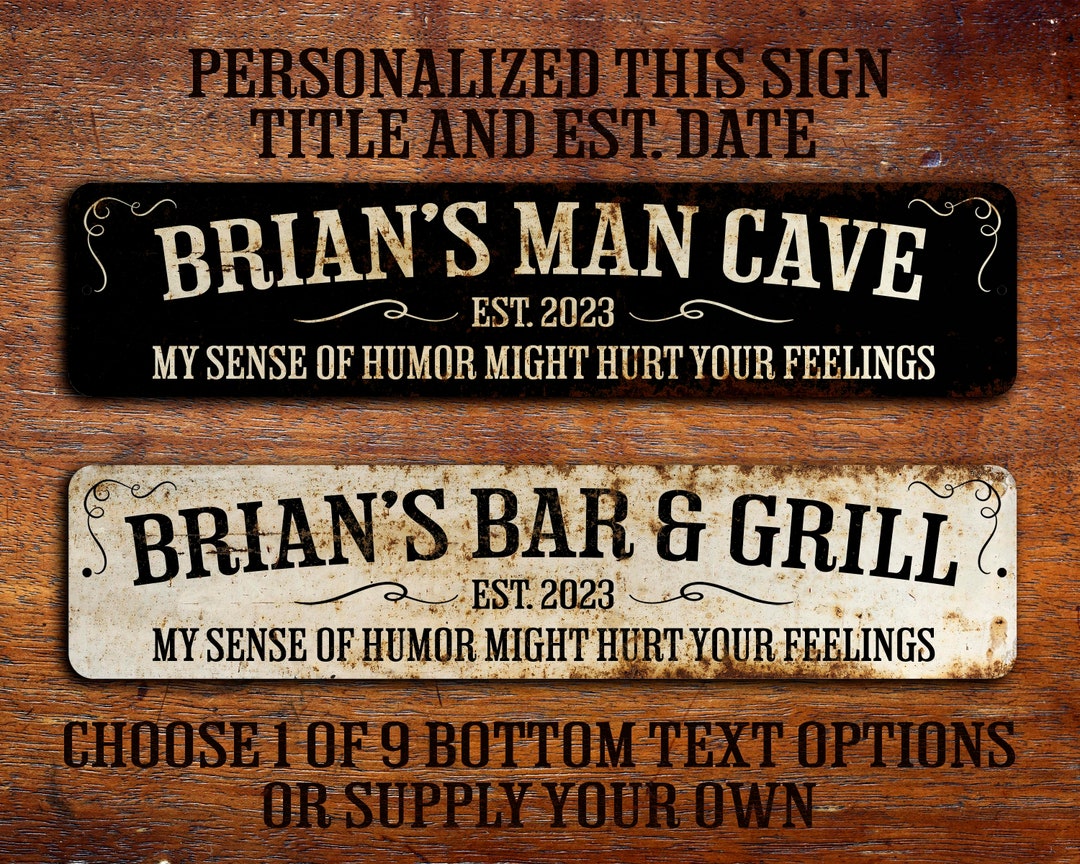 Custom Bar Sign, Personalized Black or White Distressed Rusty Finish ...