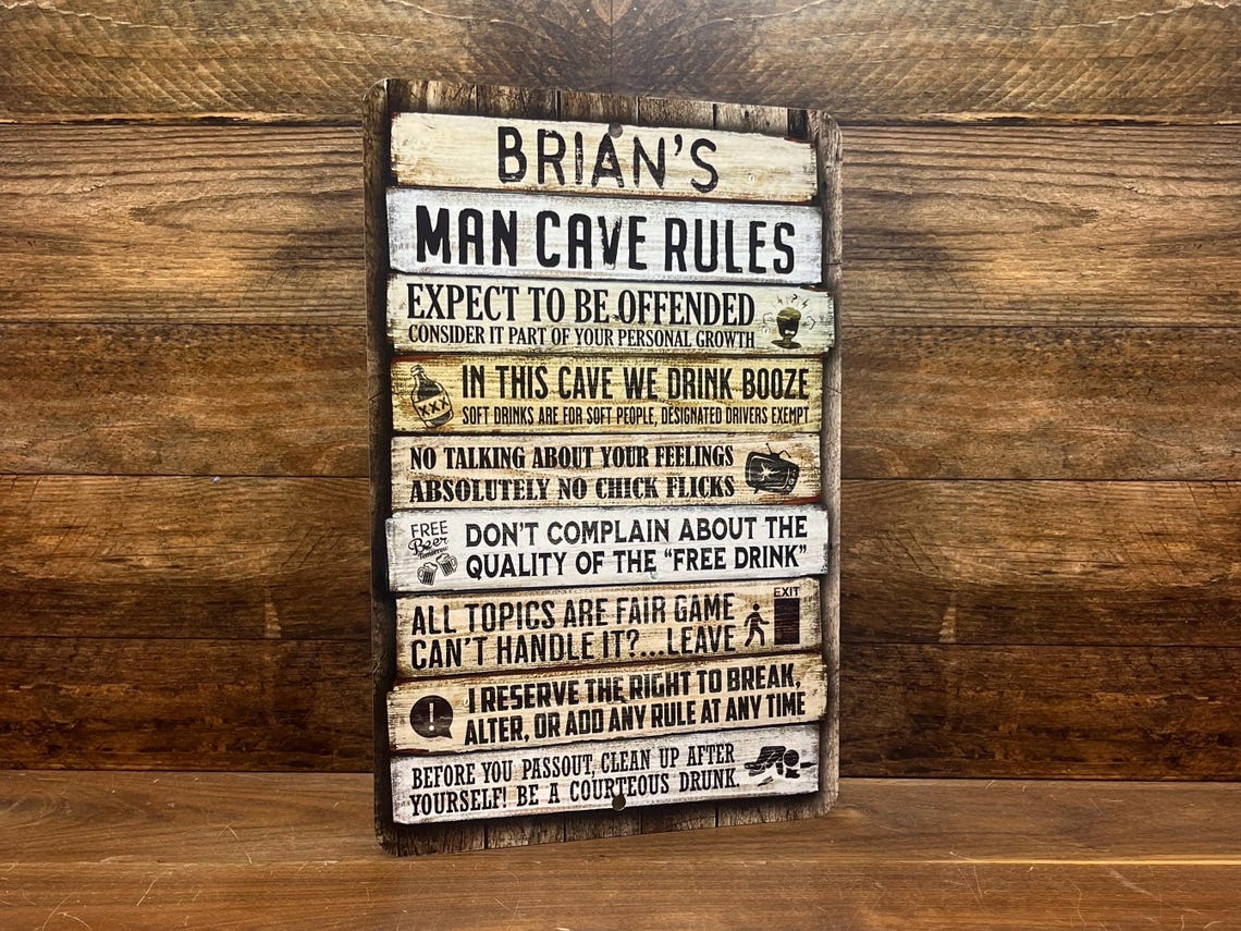 Personalized Man Cave Rules Sign: Funny Bar Decor Gift - Etsy