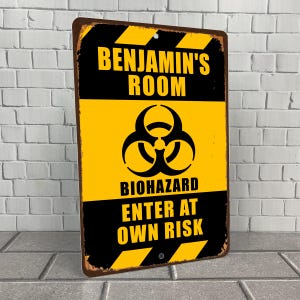 Personalized Biohazard Warning: Funny Kids Bedroom Metal Sign Custom ...