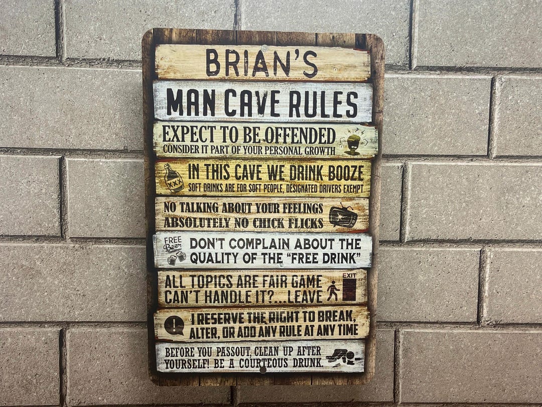 Personalized Man Cave Rules Sign, Funny Custom Bar Decor, Gift for Him ...