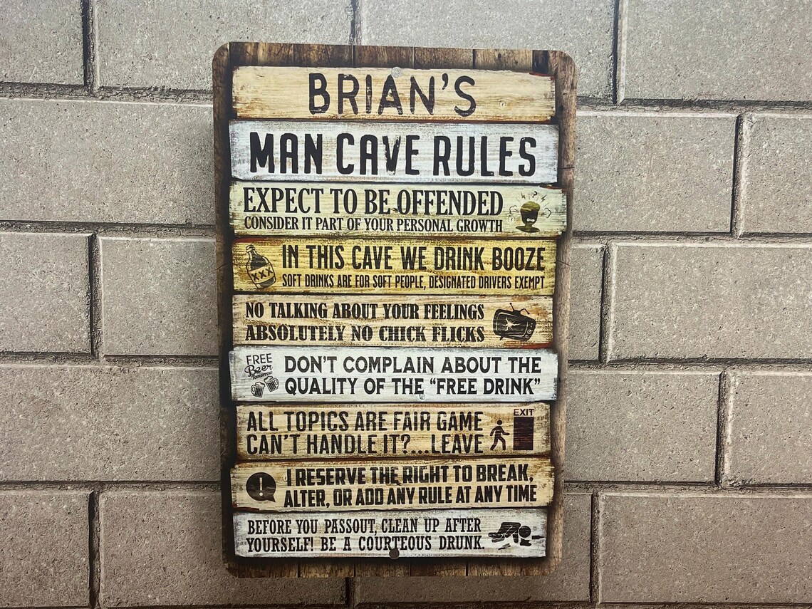 Personalized Man Cave Rules Sign: Funny Bar Decor Gift - Etsy