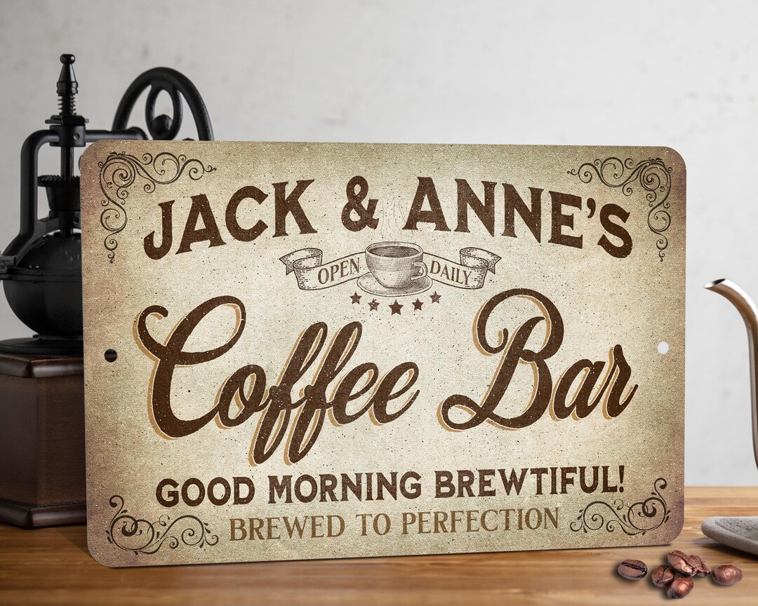 Custom Antique-style Metal Coffee Bar Sign: Vintage Cafe Decor for ...