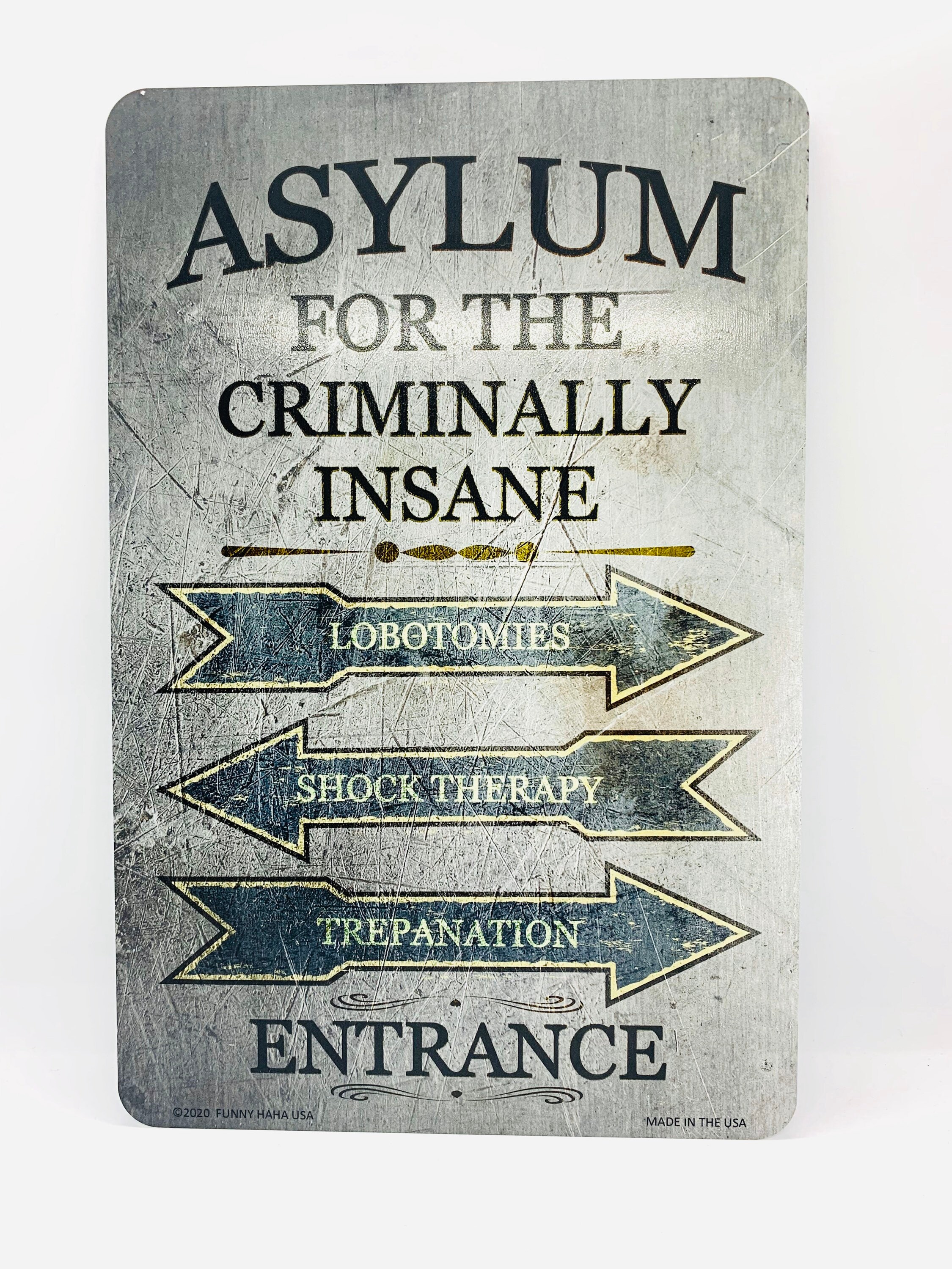 Insane Asylum Antique Metal Sign | Etsy