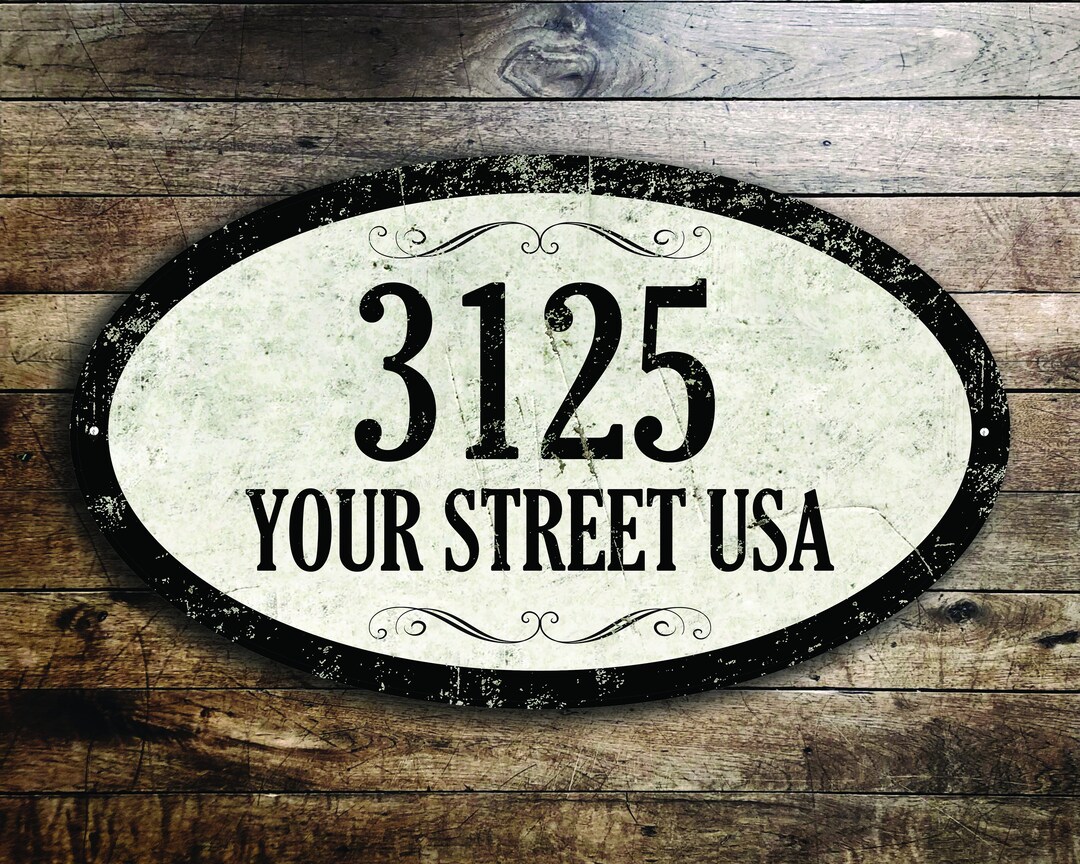 Custom Oval Metal Address Sign Vintage-style With Weathered Appearance ...