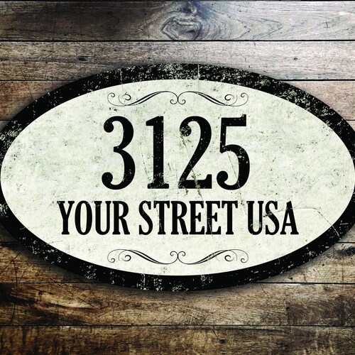 Custom Oval Metal Address Sign Vintage-style With Weathered - Etsy
