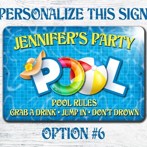 Pool Sign Personalized With Funny Text Options - Etsy