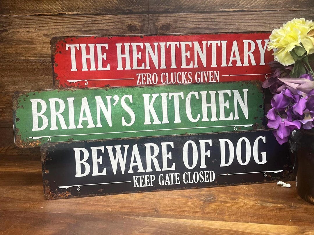 Street Sign Custom Color Rusted Metal Look Double Line Sign - Etsy