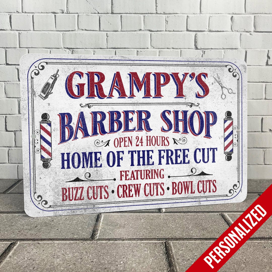 Barber Shop Sign With Vintage Design, Personalized Metal Sign - Etsy