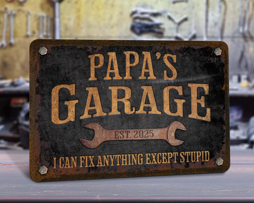 Custom Garage Sign | Distressed Black Rusty Design | Personalized Metal ...