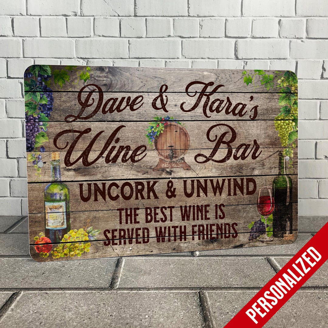 Personalized Vintage Wine Bar Sign: Weathered Metal Decor - Etsy