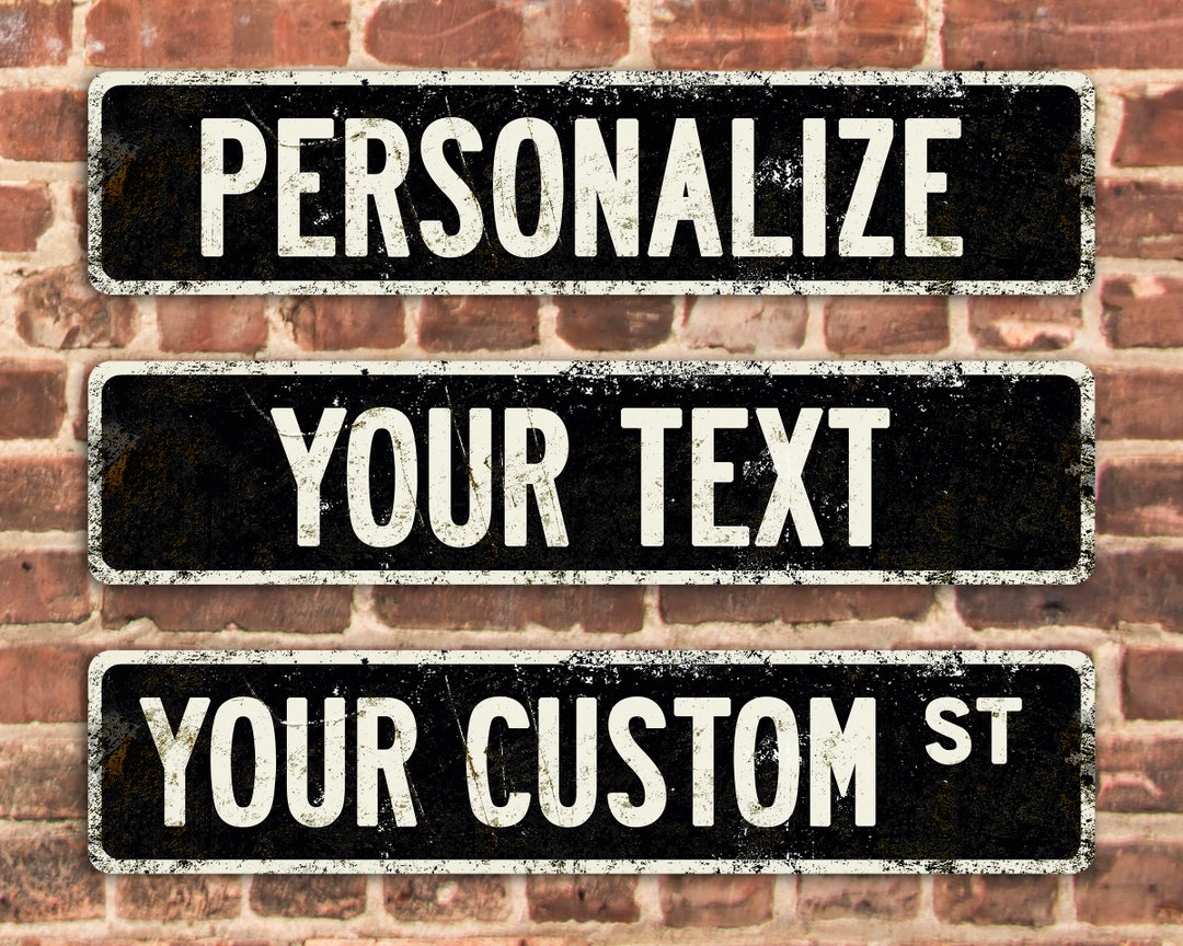 Custom Black Street Sign Vintage Design Vintage Road Sign - Etsy