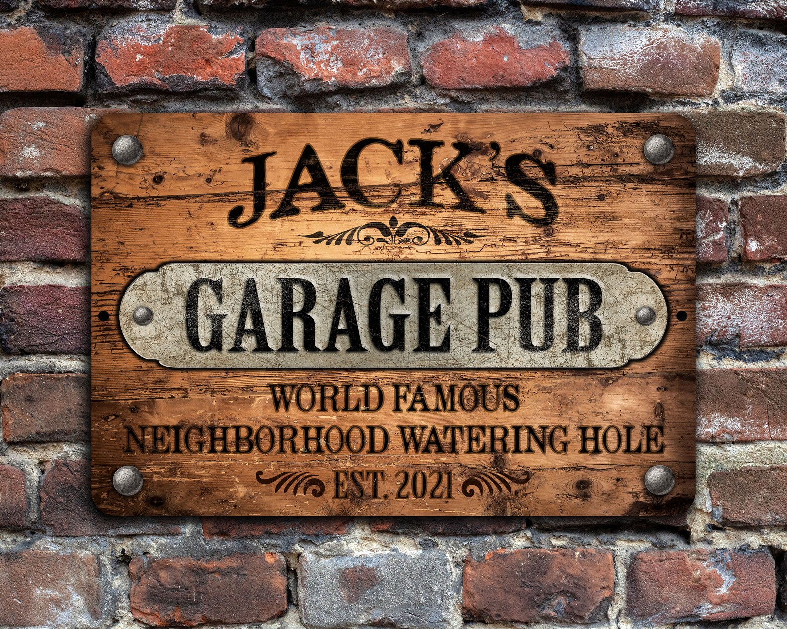 Custom Bar Sign Vintage Wood Design Any Location Garage | Etsy