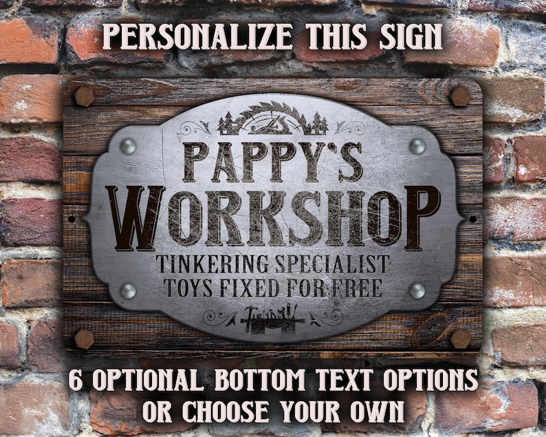 Custom Workshop Sign Personalized Rustic Design All Metal - Etsy