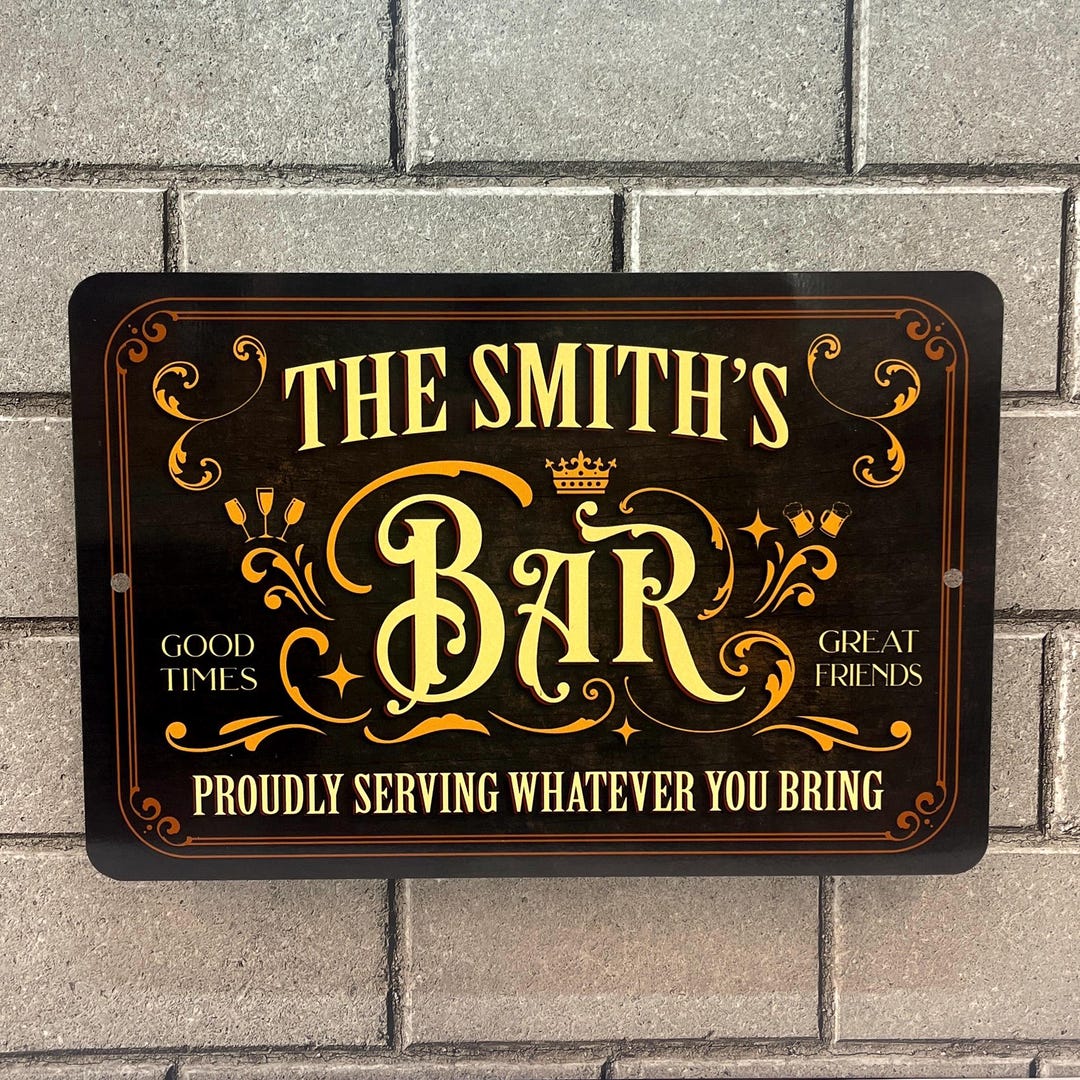 Custom Bar Sign, Vintage Home Bar Decor, Personalized Vintage Design ...