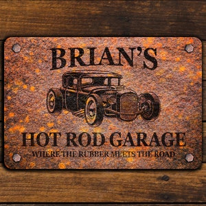 Custom Rusty Design Hot Rod Garage Metal Sign - Etsy