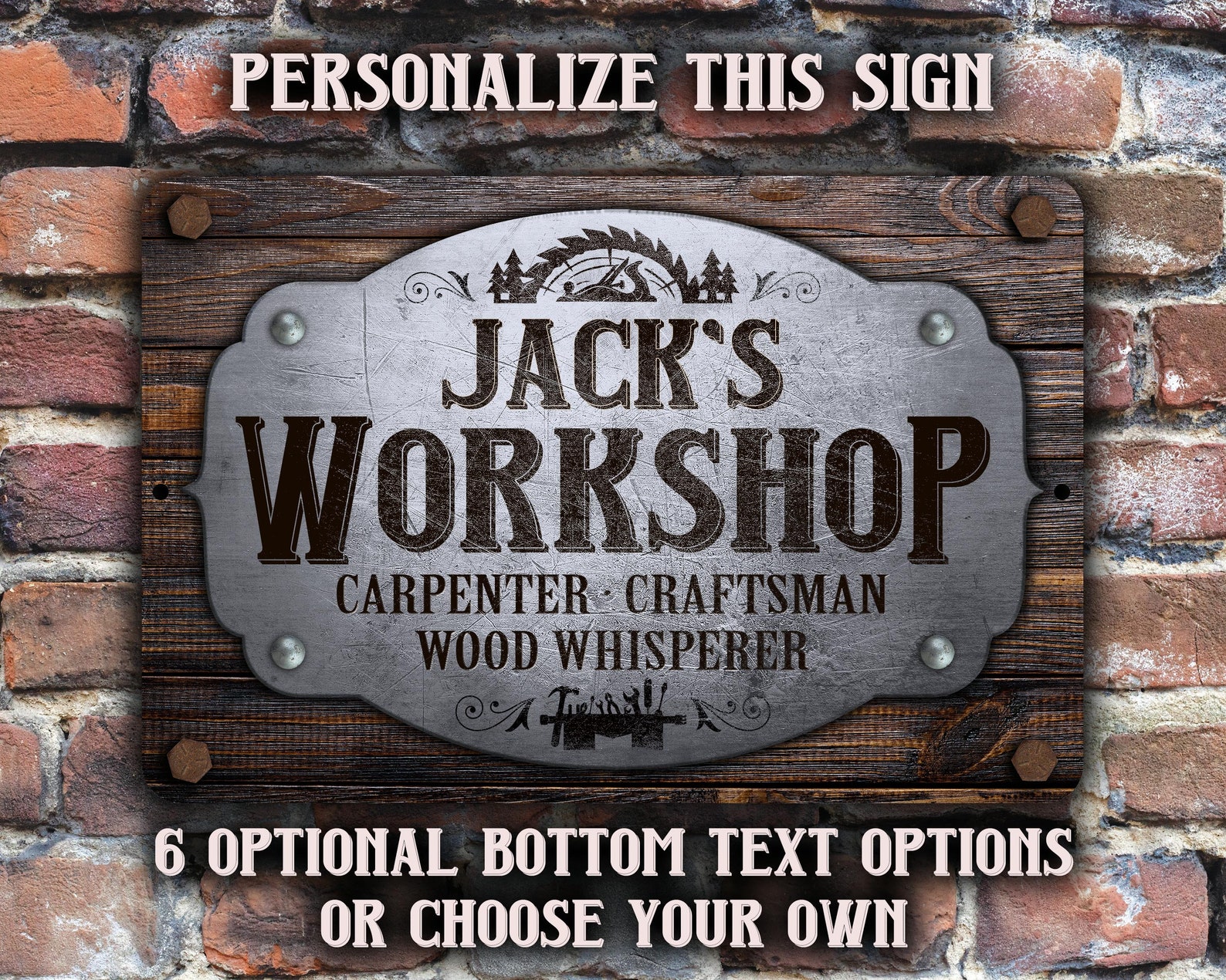 Custom Workshop Sign, Personalized Rustic Design All Metal Sign - Etsy