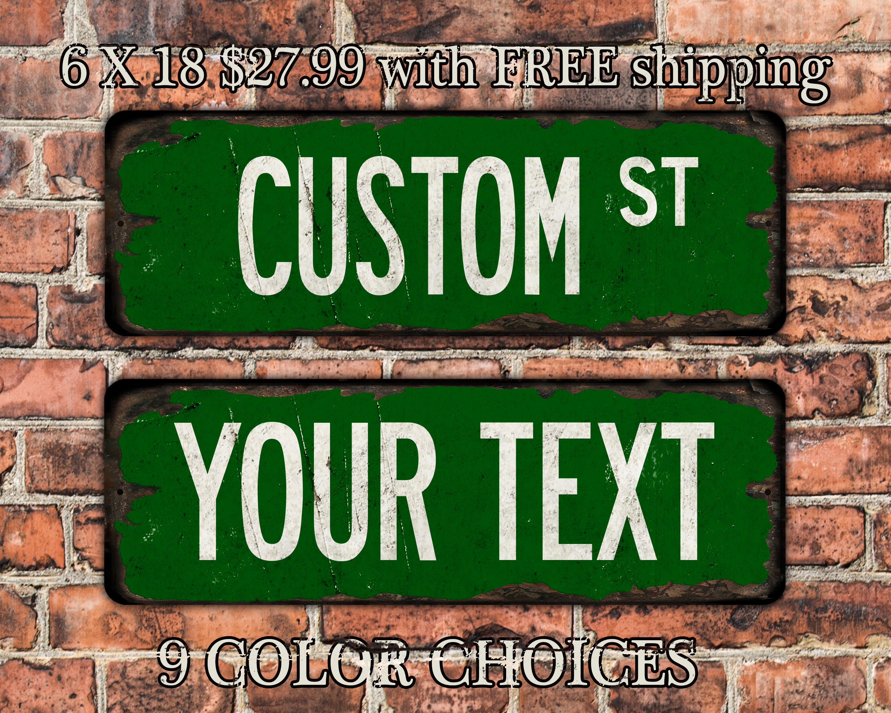 Custom Color Metal Street Sign Vintage-Style with Weathered | Etsy