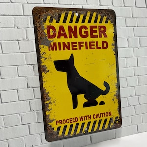 Dog Poop Sign | Funny Metal Sign for Dog Owners | Rustic Aged ...
