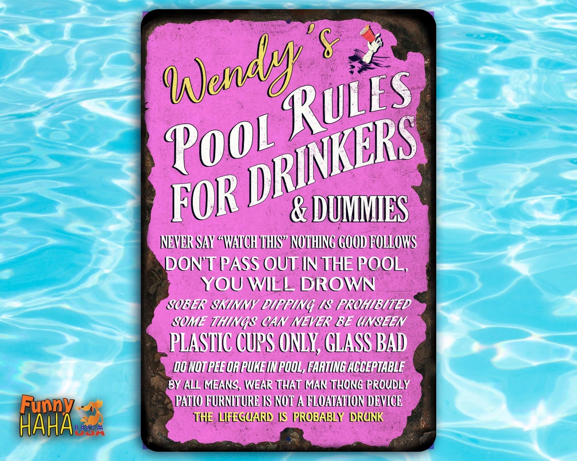 Pool Sign Funny Pool Sign Personalized Pool Rules for - Etsy