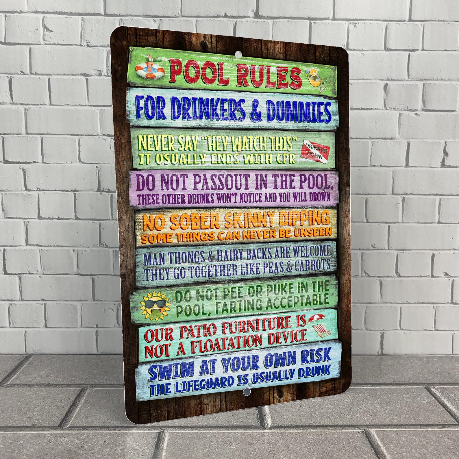 Vintage Metal Funny Pool Rules Sign for Outdoor Tiki Bar Decor - Etsy