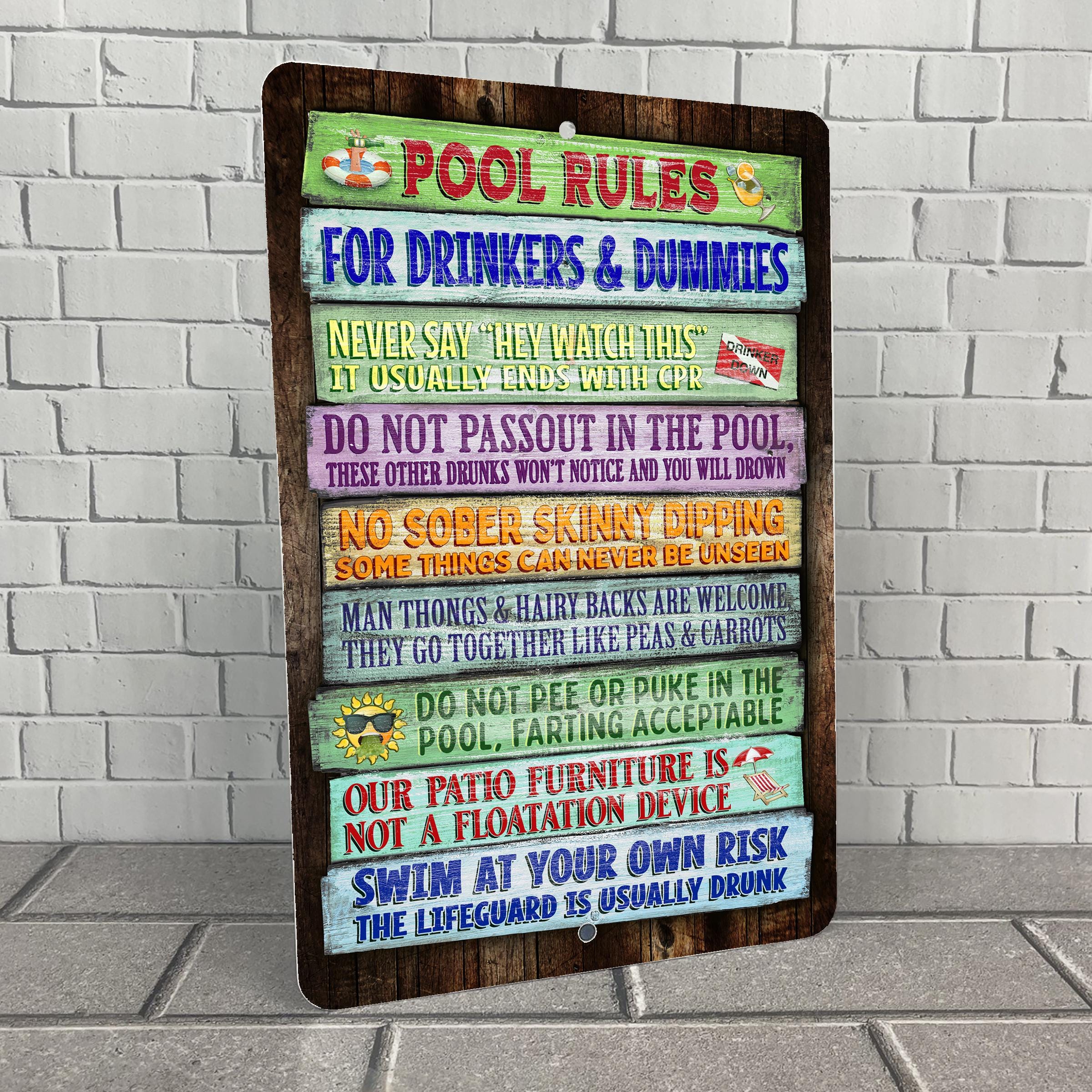 Vintage Metal Funny Pool Rules Sign for Outdoor Tiki Bar Decor - Etsy