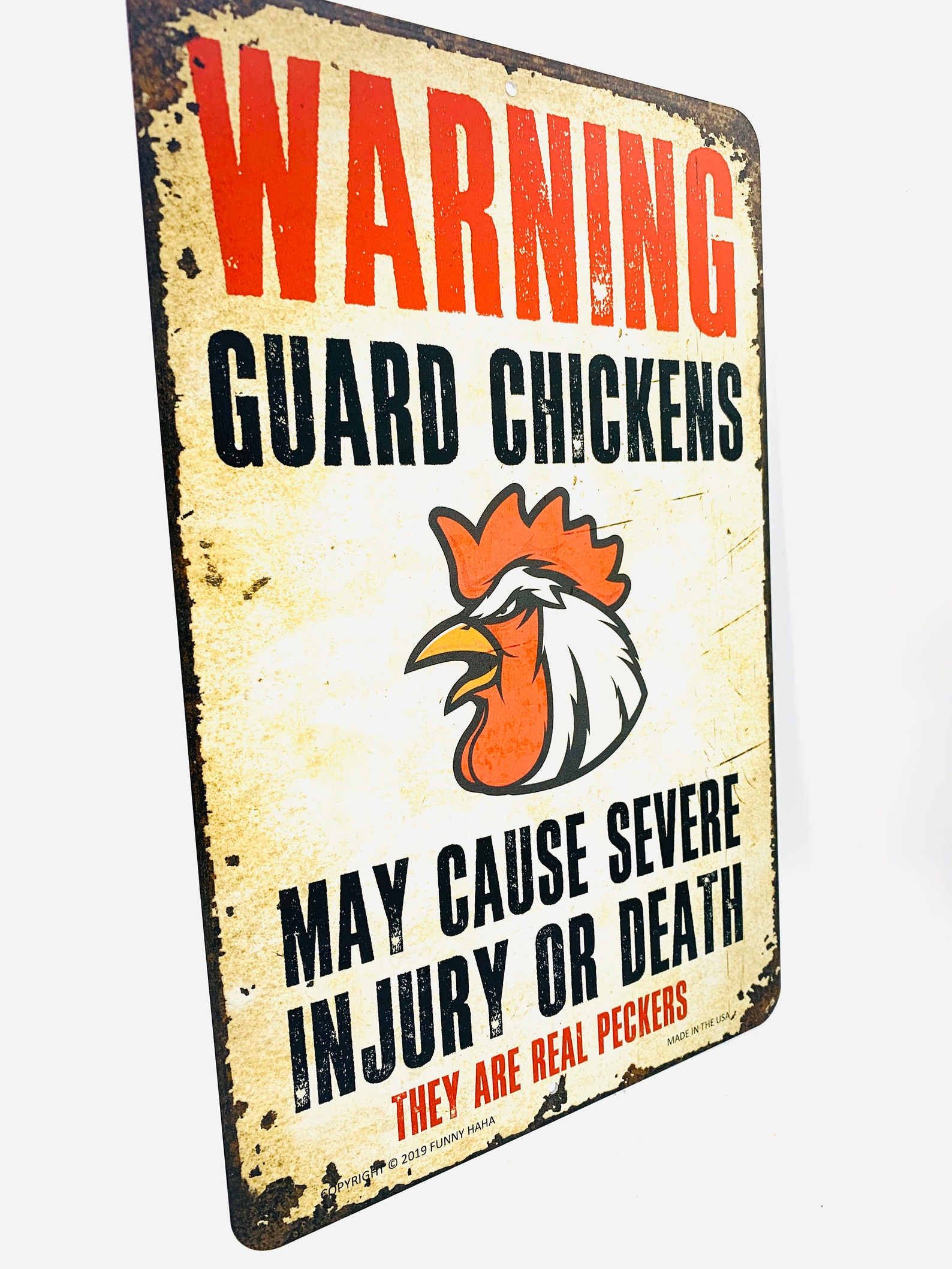 Warning Guard Chickens Funny Metal Chicken Coop Sign - Etsy