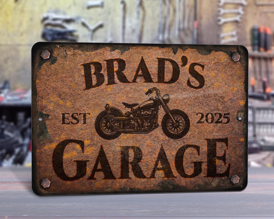 Motorcycle Sign | Custom Biker Garage | Personalized Metal Sign ...
