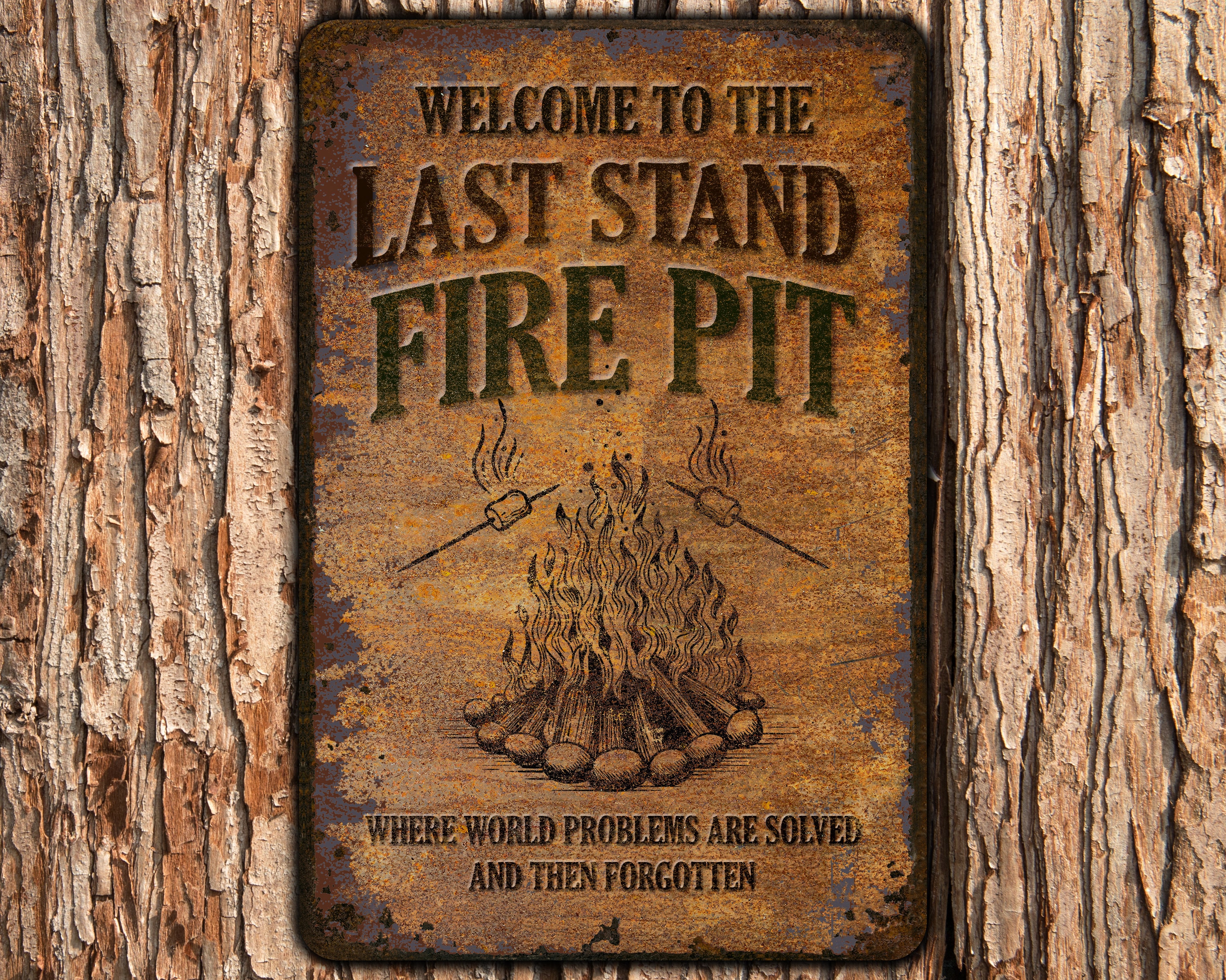 Custom Fire Pit Weathered Appearance Metal Sign - Etsy