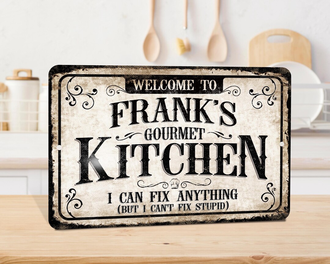 Personalized Kitchen Metal Sign: Distressed Chef Gift - Etsy
