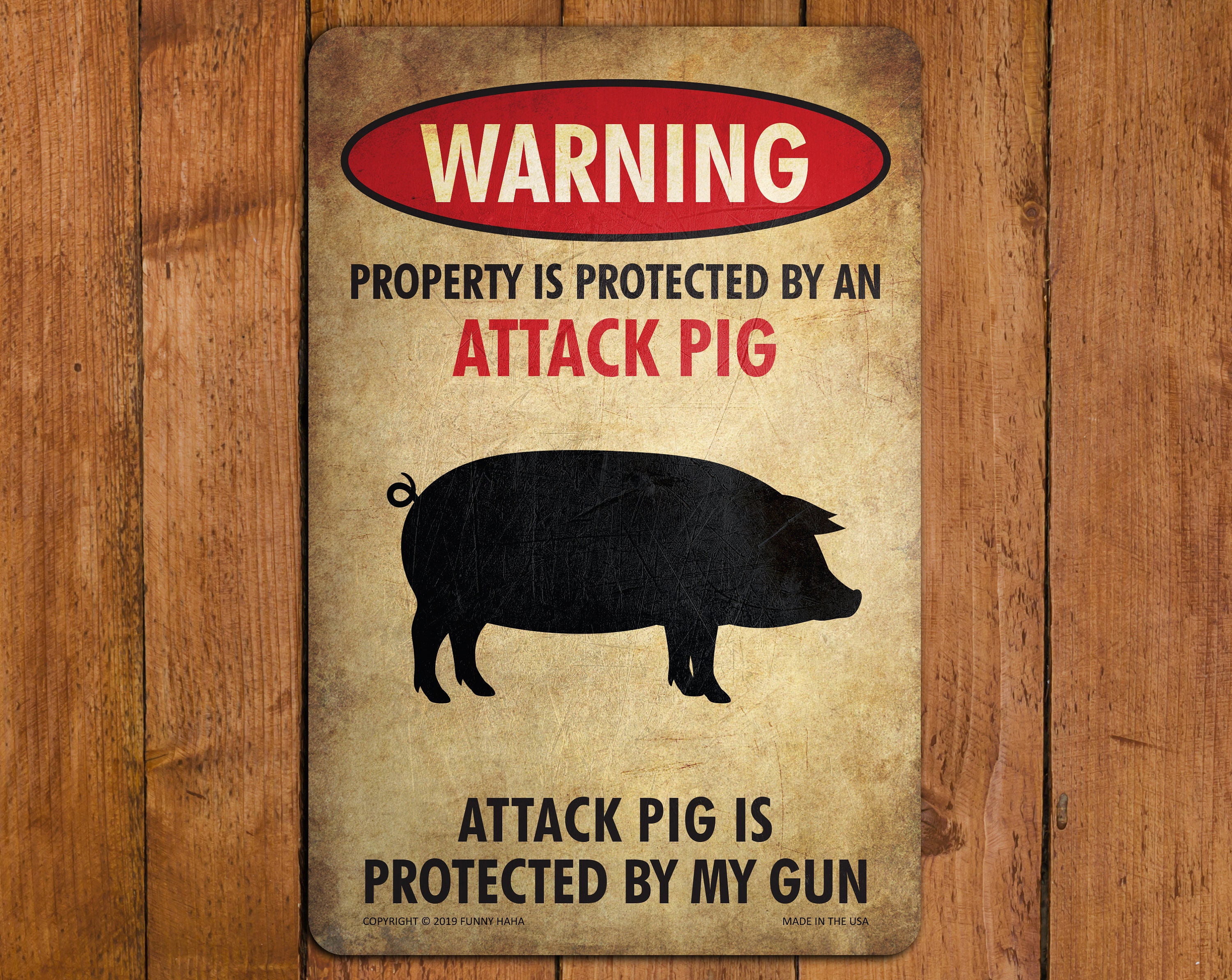 Pig Sign Warning Property Protected by an Attack Pig Funny - Etsy