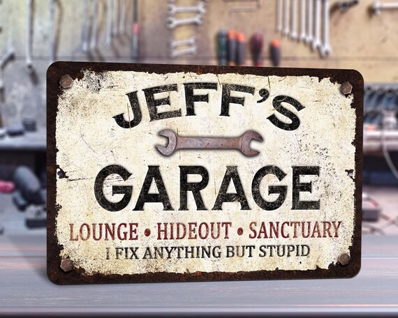 Custom Garage Signs Garage Metal Sign Personalized 24 X 14 Inches