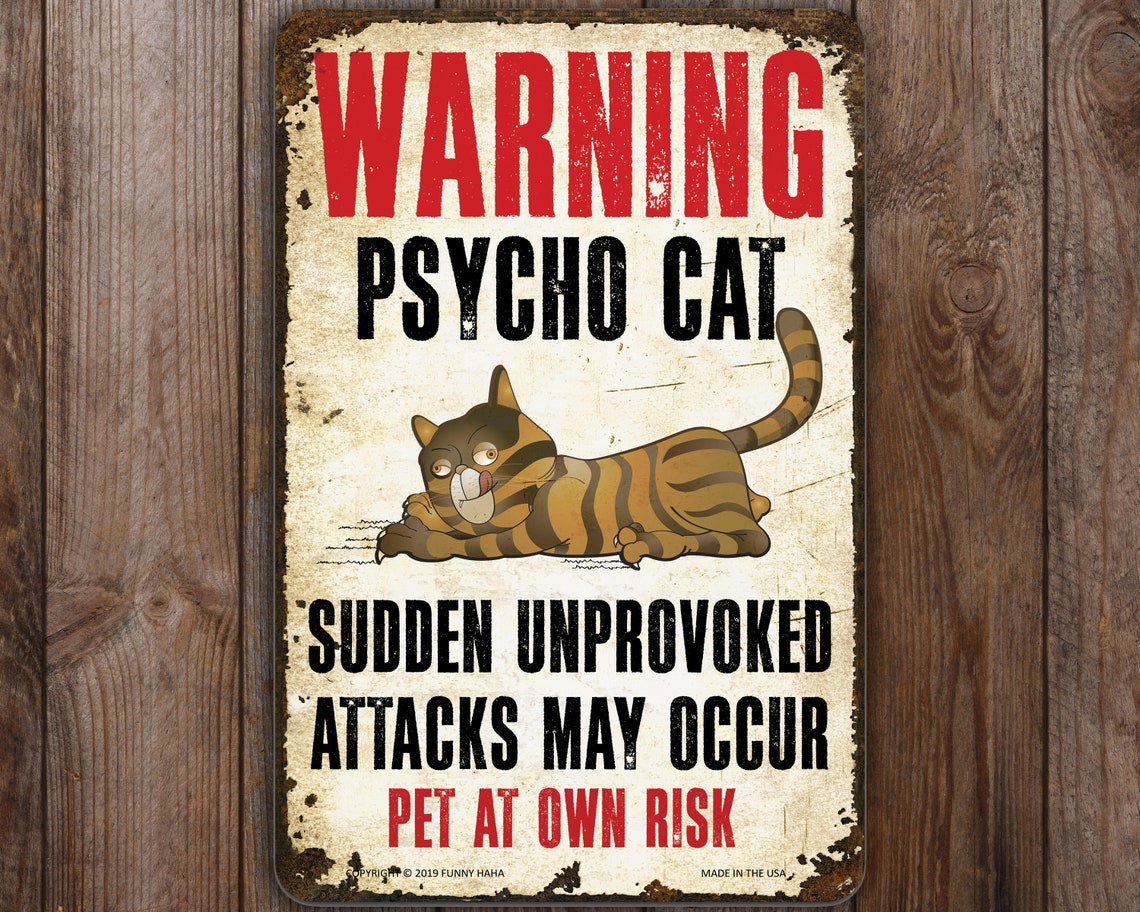 Psycho Cat Funny Metal Sign Perfect Gift for Cat Lovers - Etsy