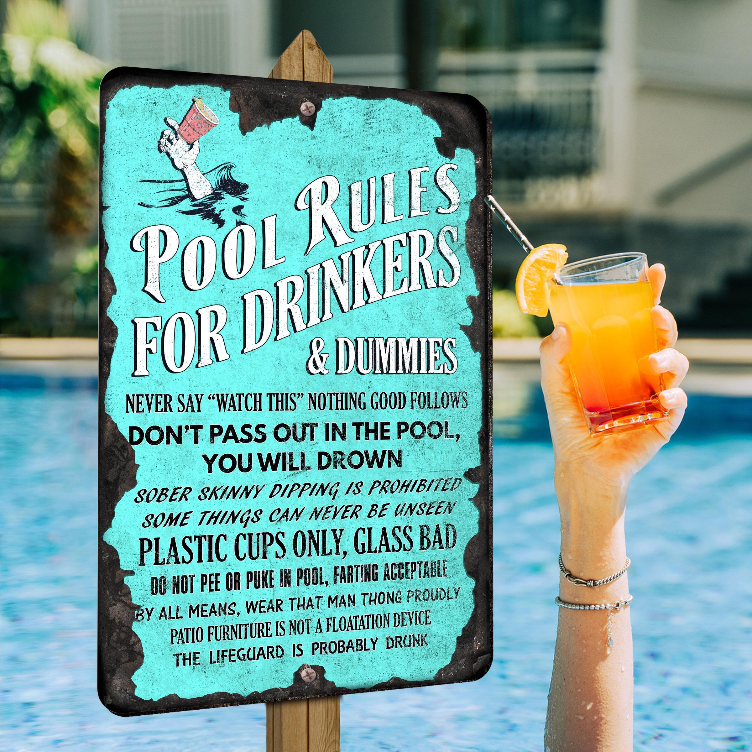 Pool Rules for Drinkers and Dummies Metal Sign - Etsy