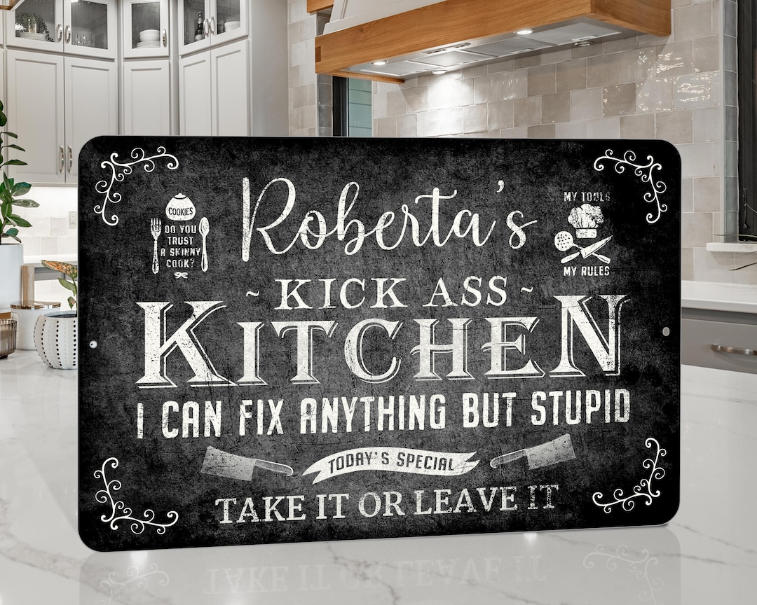 Personalized Rustic Black Metal Kitchen Sign: Custom Farmhouse Decor (8 ...