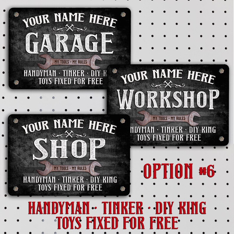 Personalized Garage Sign: Black American Flag Metal Decor, Custom ...