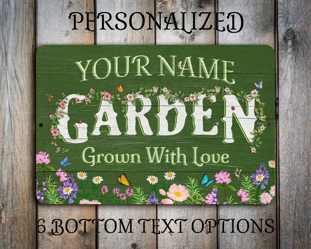 Custom Flower Garden Sign, Personalized Metal Garden Decor, Farmhouse ...