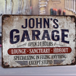 Personalized Garage Sign: Rusty Steel Metal Workshop Decor - Etsy