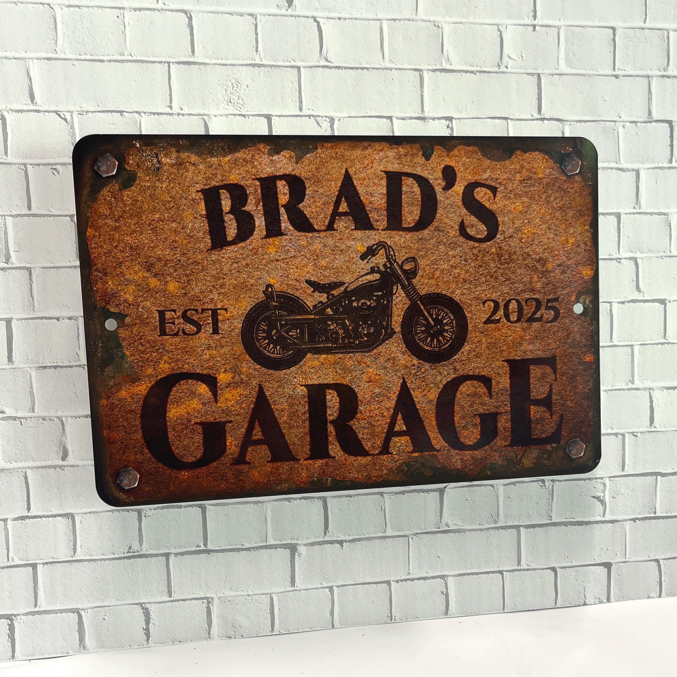 Motorcycle Sign | Custom Biker Garage | Personalized Metal Sign ...