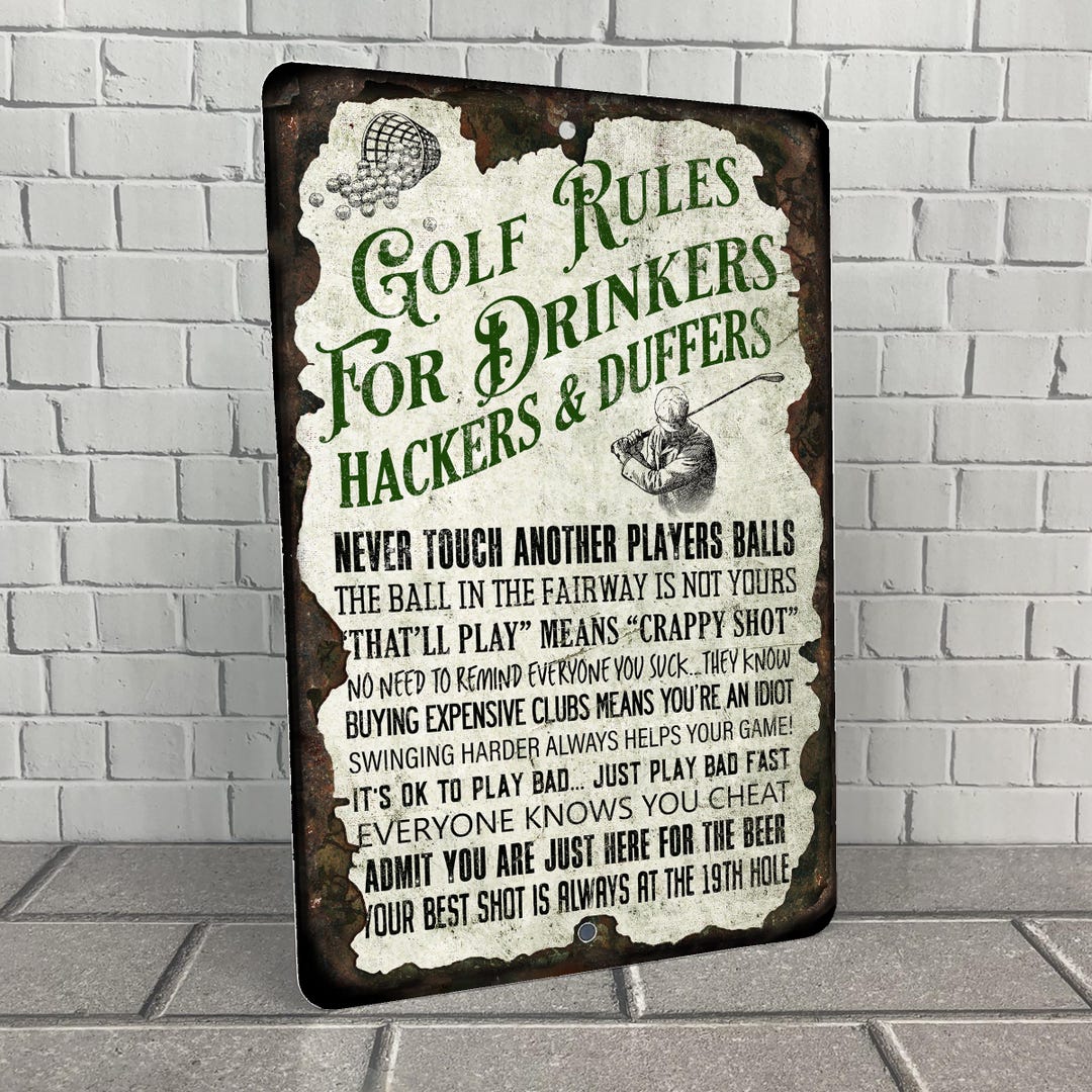 Funny Golf Rules Metal Sign: Man Cave Decor - Etsy