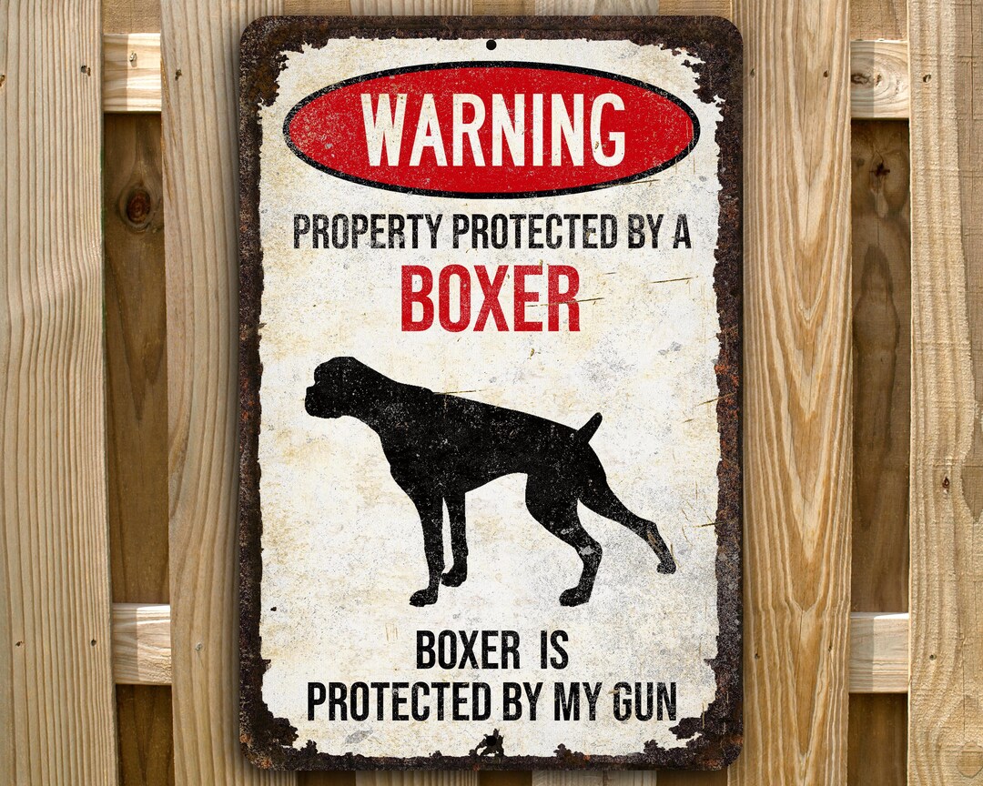 Boxer Sign Beware of Dog Aluminum Sign Funny Boxer Decor Boxer Lovers ...