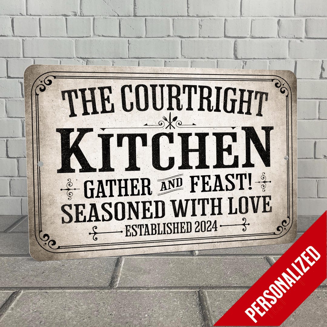Country Kitchen Sign, Personalized Rustic Metal Kitchen Decor With ...