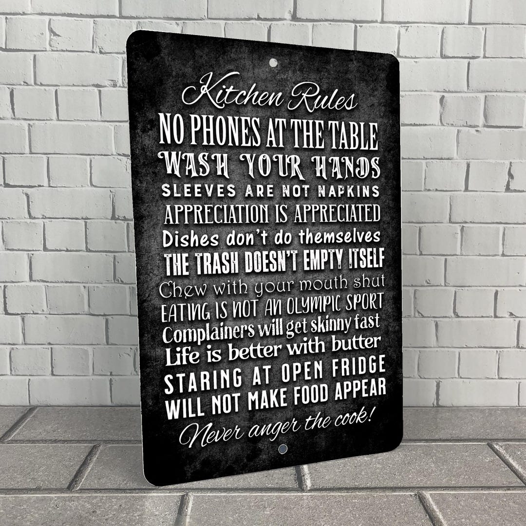 Kitchen Rules Sign, Funny Metal Sign, Vintage Black Design - Etsy