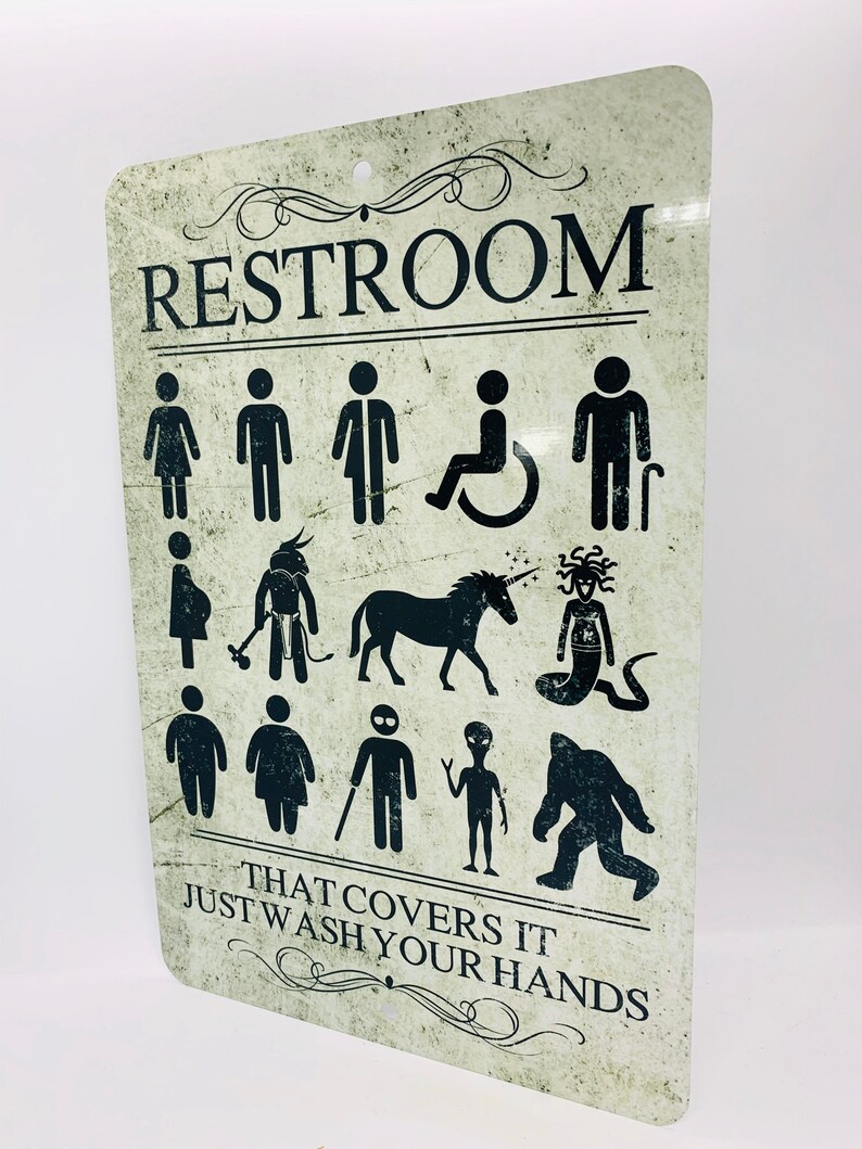 Restroom Door Sign Bathroom Door Sign Funny Metal Sign - Etsy