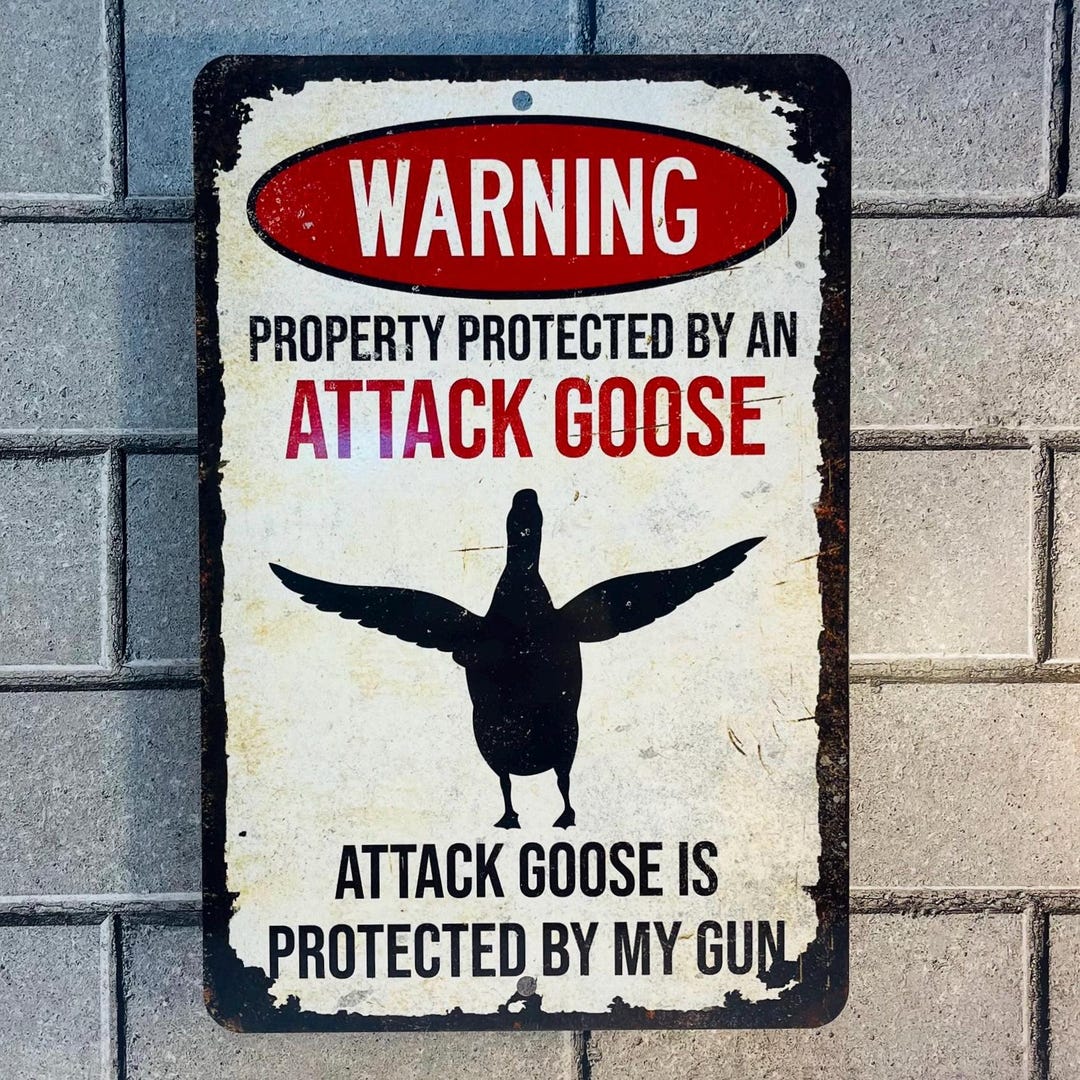 Attack Goose Sign Property Protected by a Goose Funny Geese Decor Goose ...