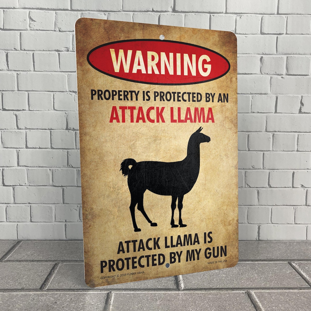 Llama Sign | Funny Metal Sign | Property Protected by Llama | Llama ...
