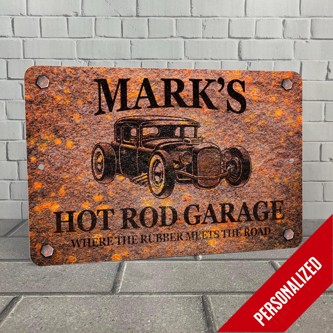 Custom Rusty Design Hot Rod Garage Metal Sign - Etsy