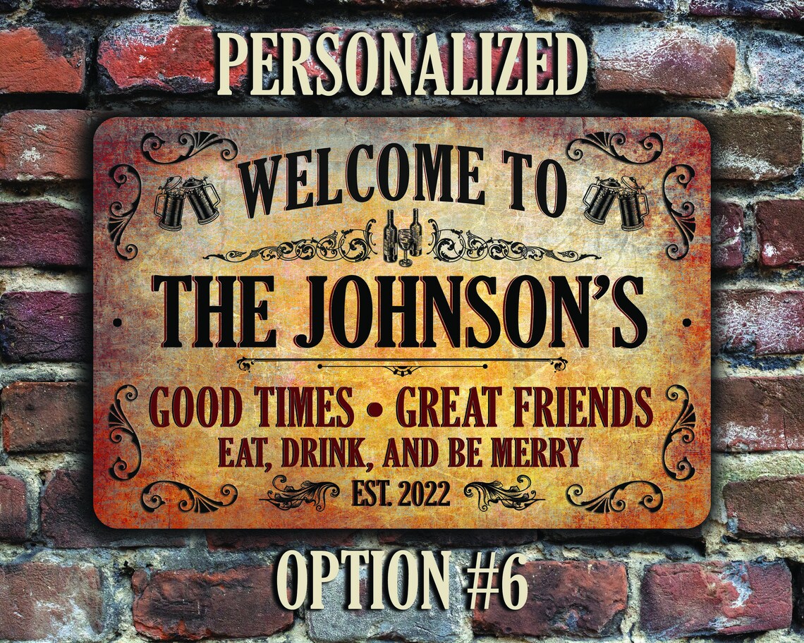 Vintage Bar Sign Custom Metal Pub Sign Rustic Personalized | Etsy