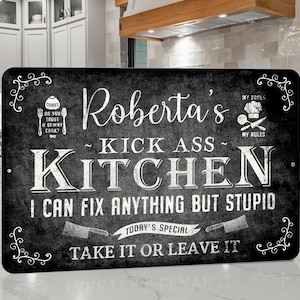 Personalized Black Rustic Kitchen Metal Sign 16 X 24 - Etsy